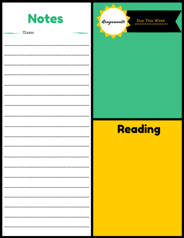 Free Printable for Students - Keep Life Organized!
